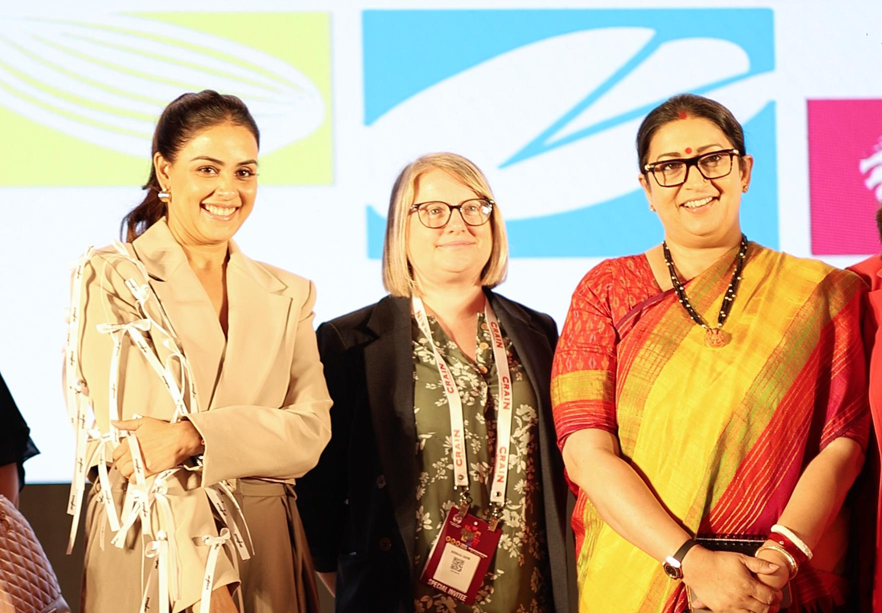 Genelia Deshmukh gets felicitated by Smiriti Irani at MEWA India 2025 ...